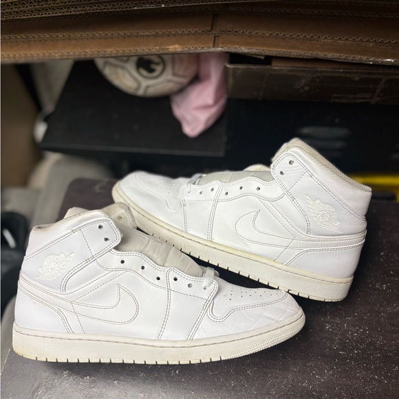 Nike | Shoes | Air Jordan Mid Triple White | Poshmark